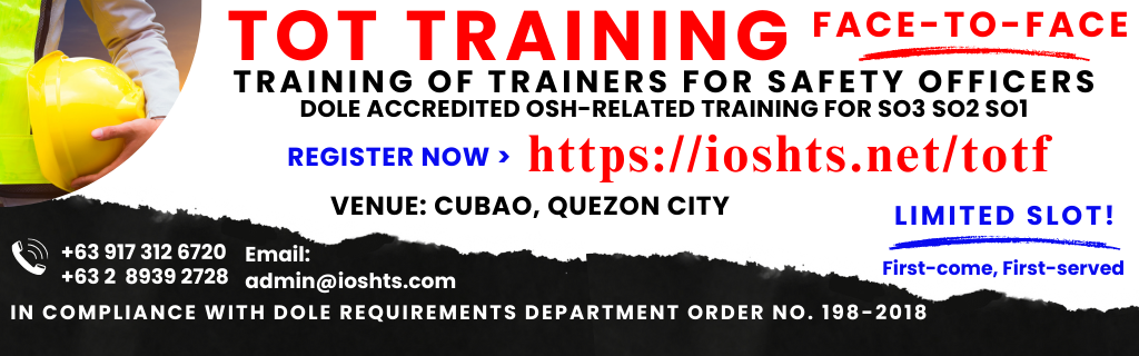 Enroll in TOT Training of Trainers Safety Officer Training SO3 SO2 DOLE ...